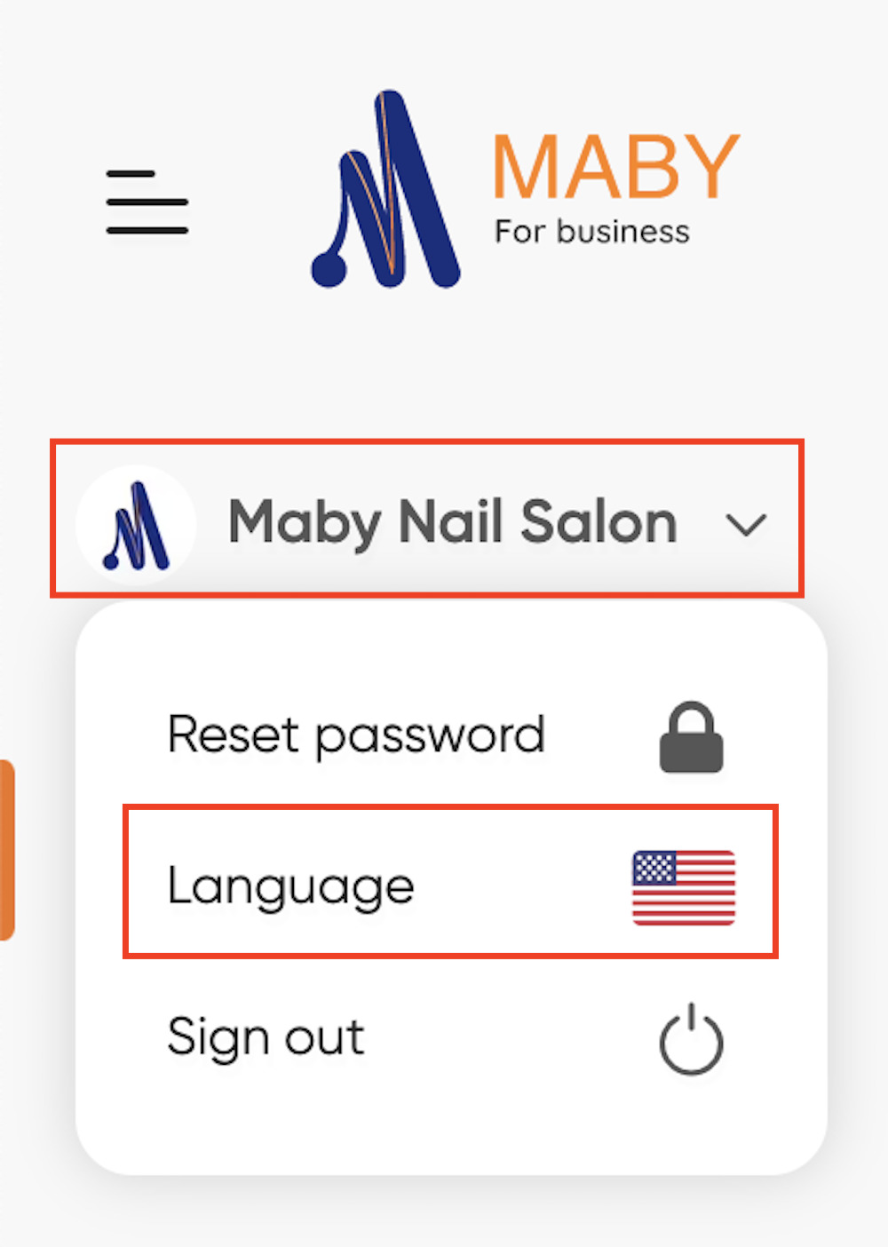 How to change the language – Maby Help Center